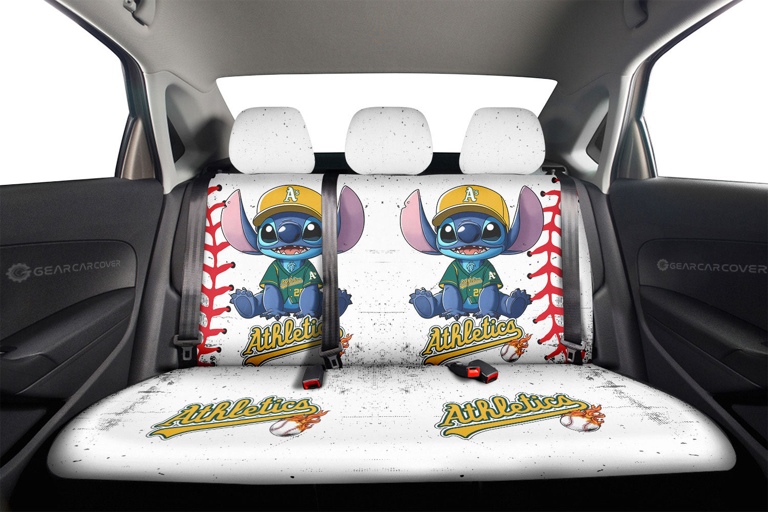 Oakland Athletics Car Back Seat Covers Stitch Theme Collection